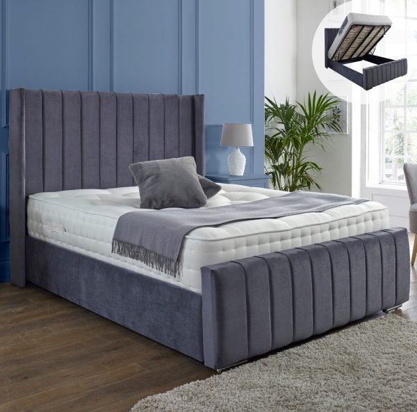 Elisa Panel Wing Plush Velvet Upholstered Bed Frame – Sam Beds